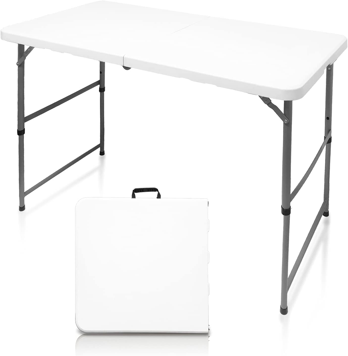 Folding Tables 4 Foot Lightweight, Folding Table Height Adjustable ...