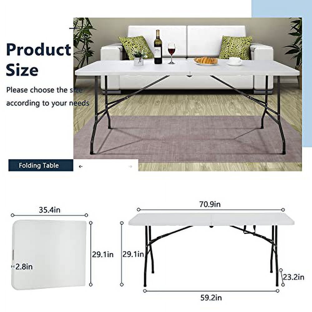 Folding Tables 6Ft Outdoor Dining Table, Portable Picnic Table Fold Up ...