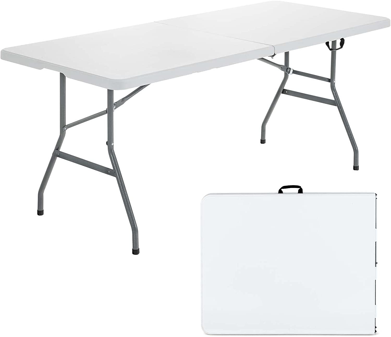 Folding Tables, 6ft Foldable Plastic Card Table, Portable Heavy Duty ...