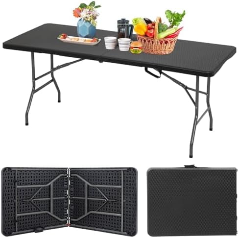 Folding Tables Plastic 6ft Folding Table Half Portable Foldable Table ...