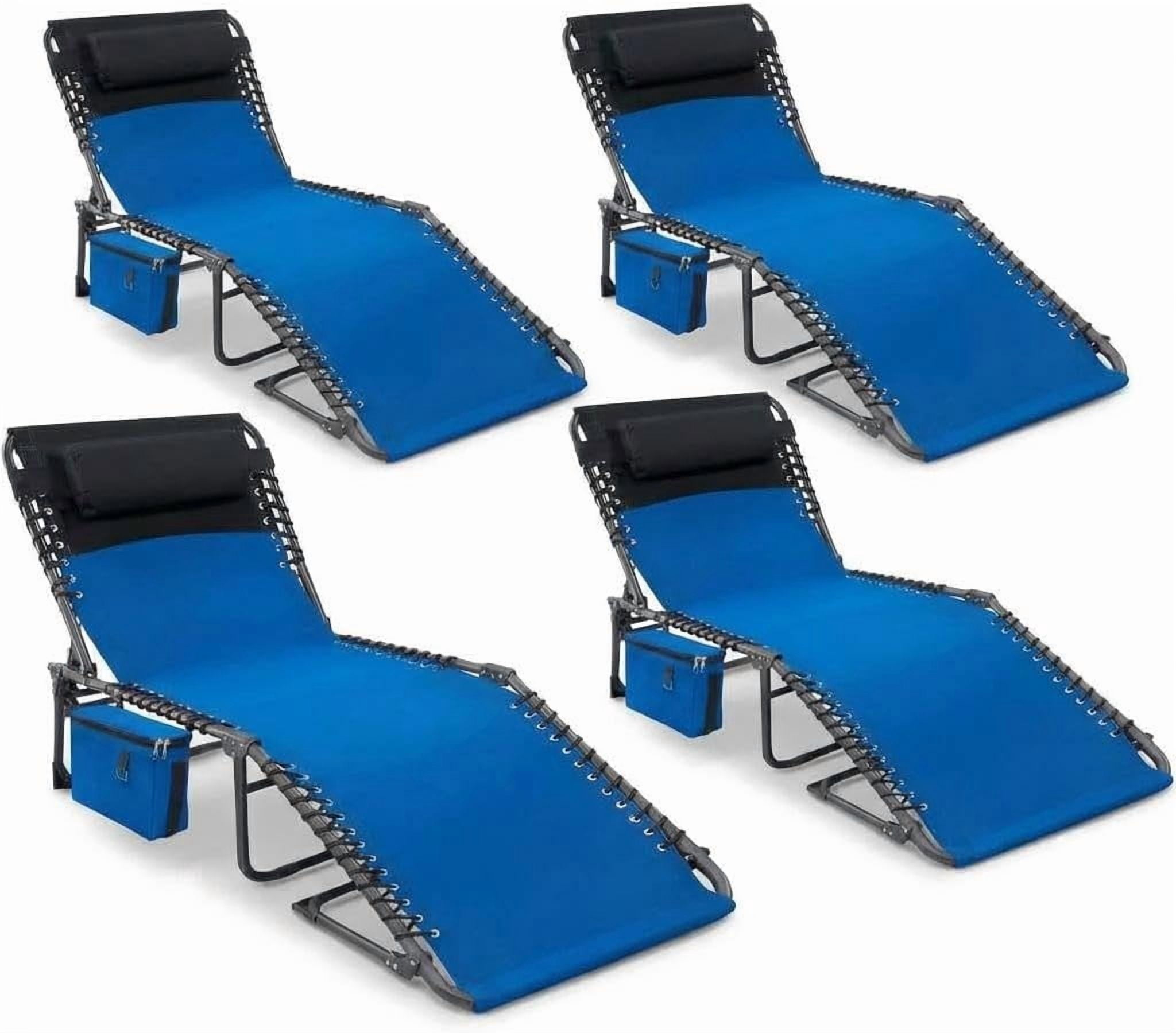 Folding Tanning Chair with Adjustable Backrest, Portable Chaise Lounge ...