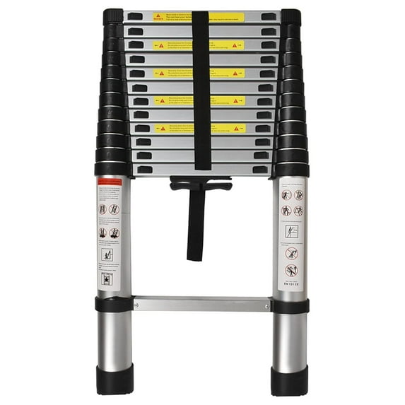 Folding Telescoping Ladder 12.5FT Aluminum Extendable Ladder One Button ...