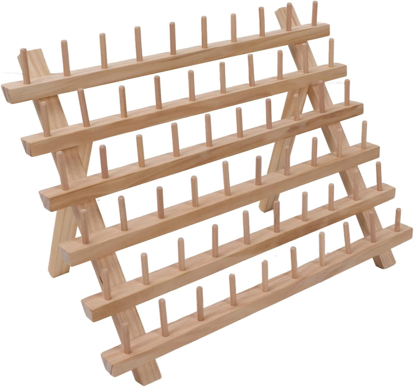 Folding Thread Holder, 60 Spools Wooden Thread Rack Easy to Identify ...