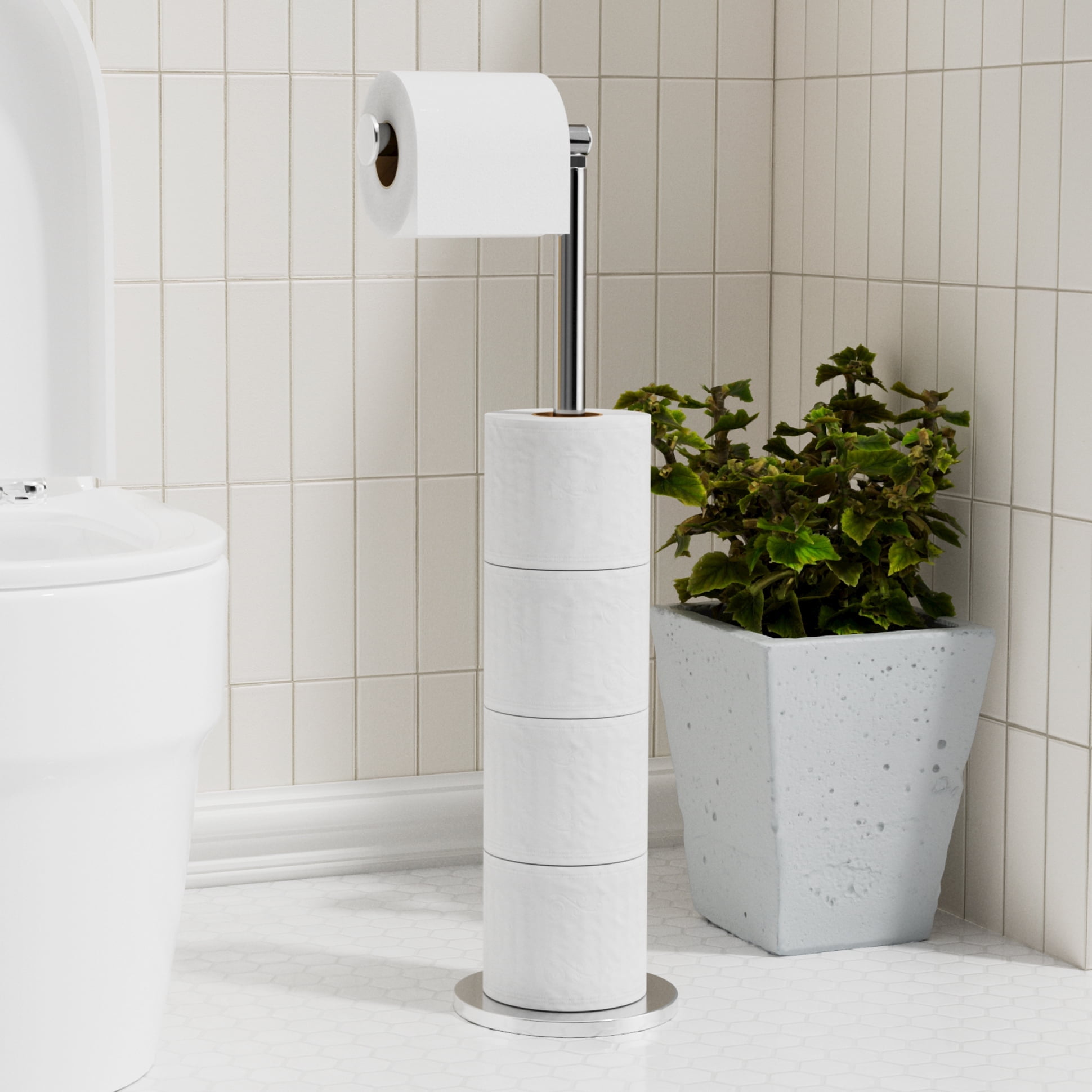 Stainless Steel Freestanding Toilet Paper Holder, Rust Proof, Large ...
