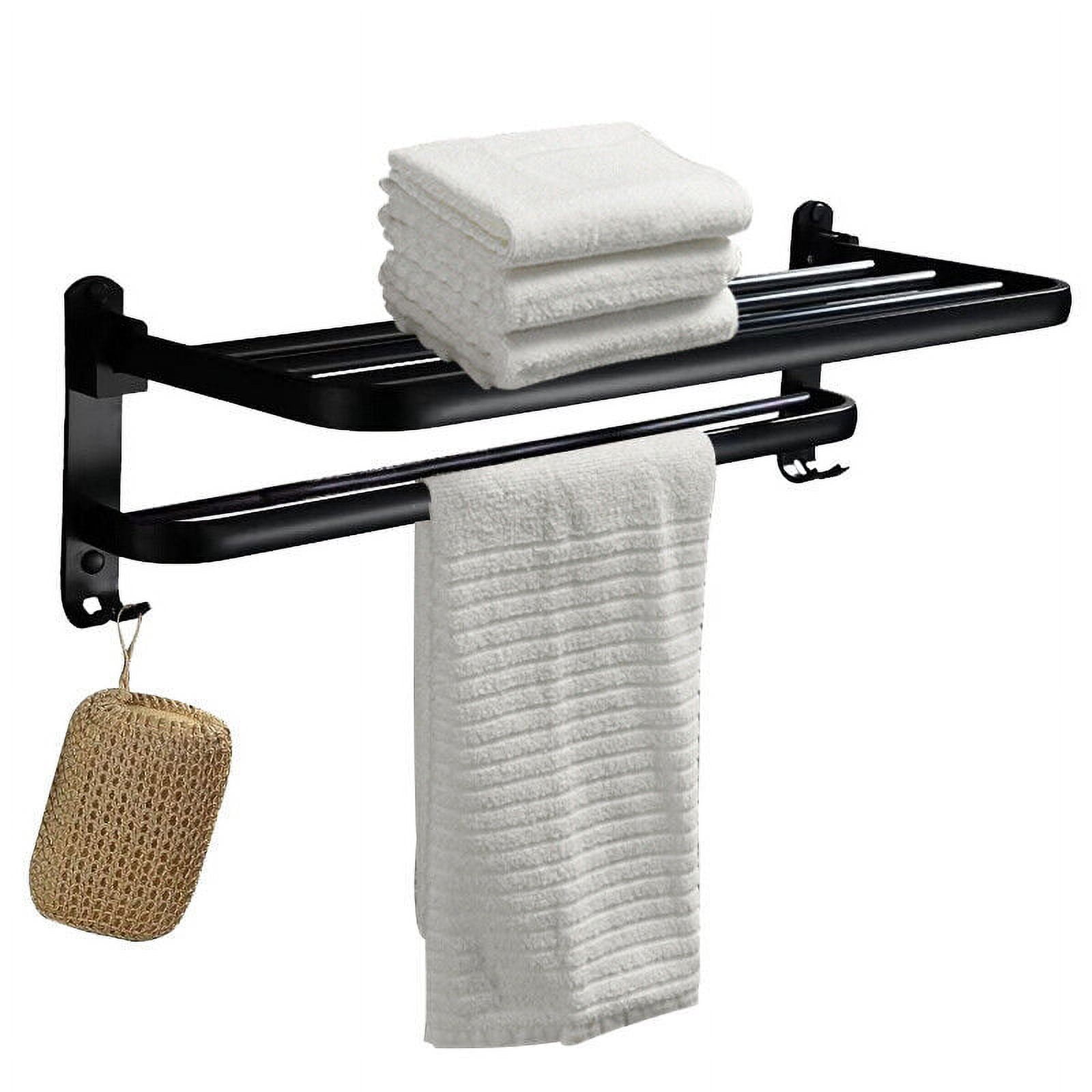 Folding Towel Rack Wall Mounted Towel Drying Shelf Bathroom Towel ...