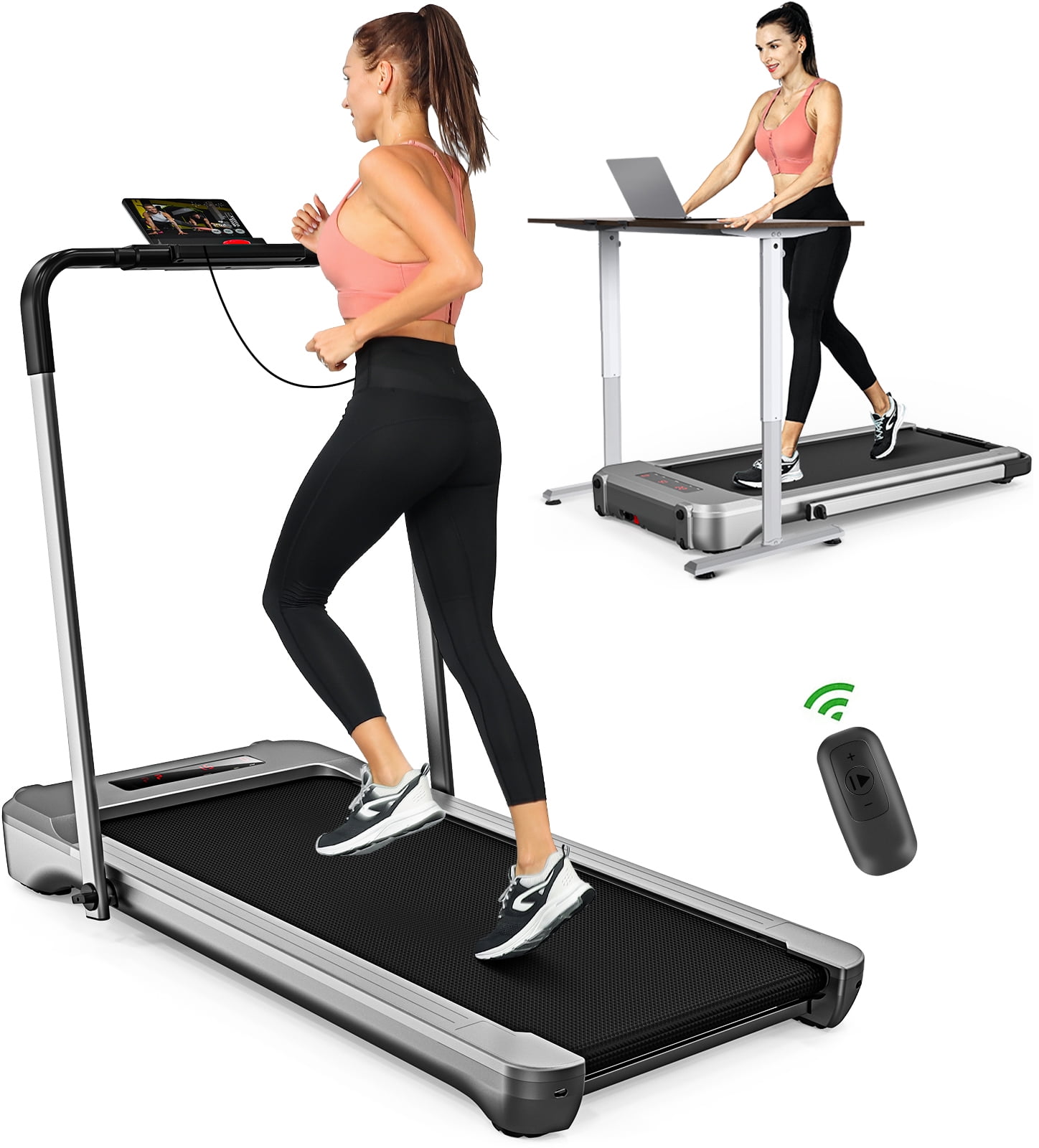 Neche 2-in-1 Foldable 3.0HP, Indoor Treadmill, 18.1in Running Belt w ...