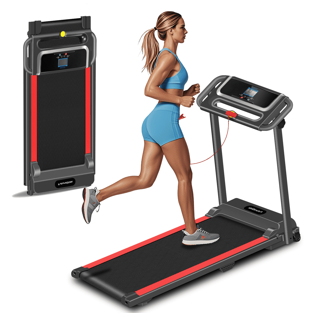 Folding Treadmill, 3 HP Portable Foldable Treadmill for Home with 12 ...