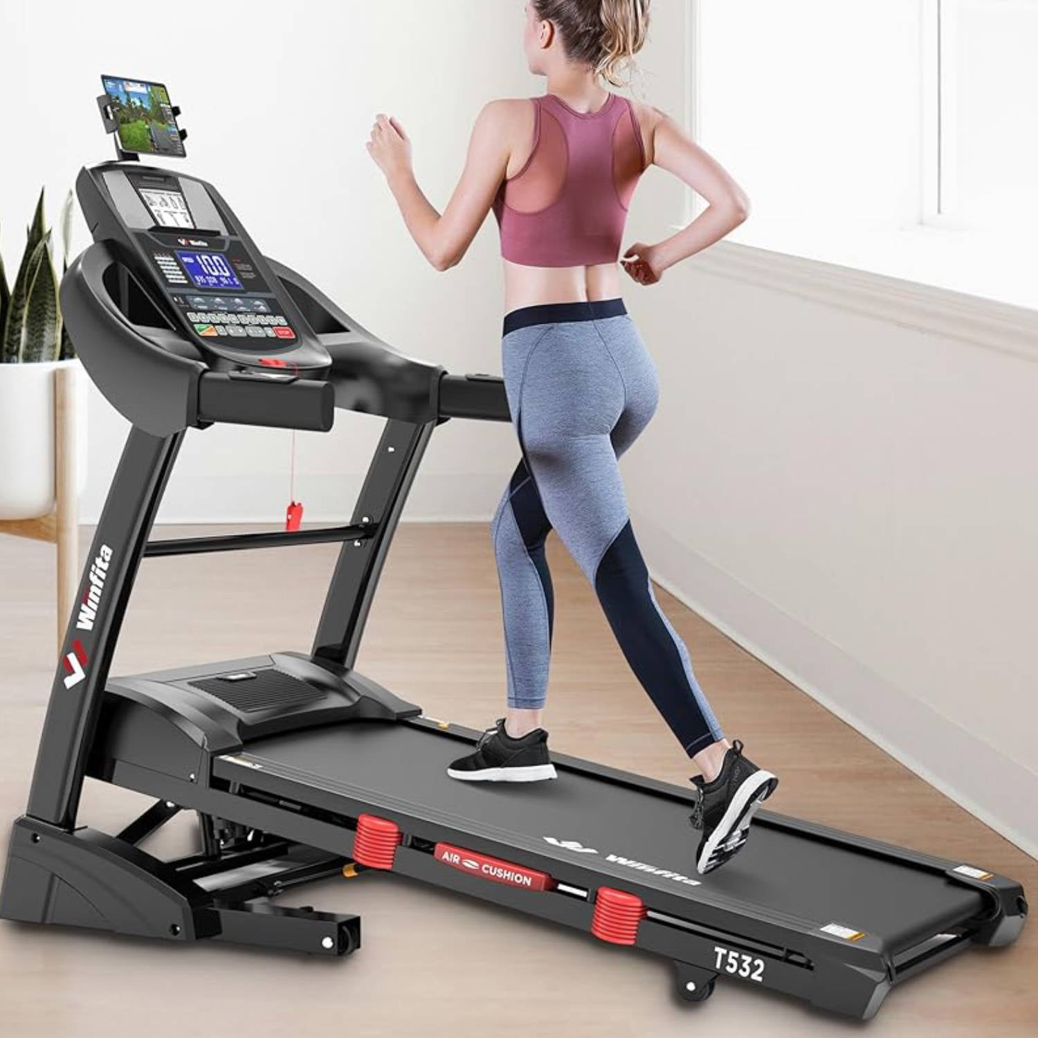 Folding Treadmill 300lb Capacity 12% Auto Incline Treadmills for Home ...
