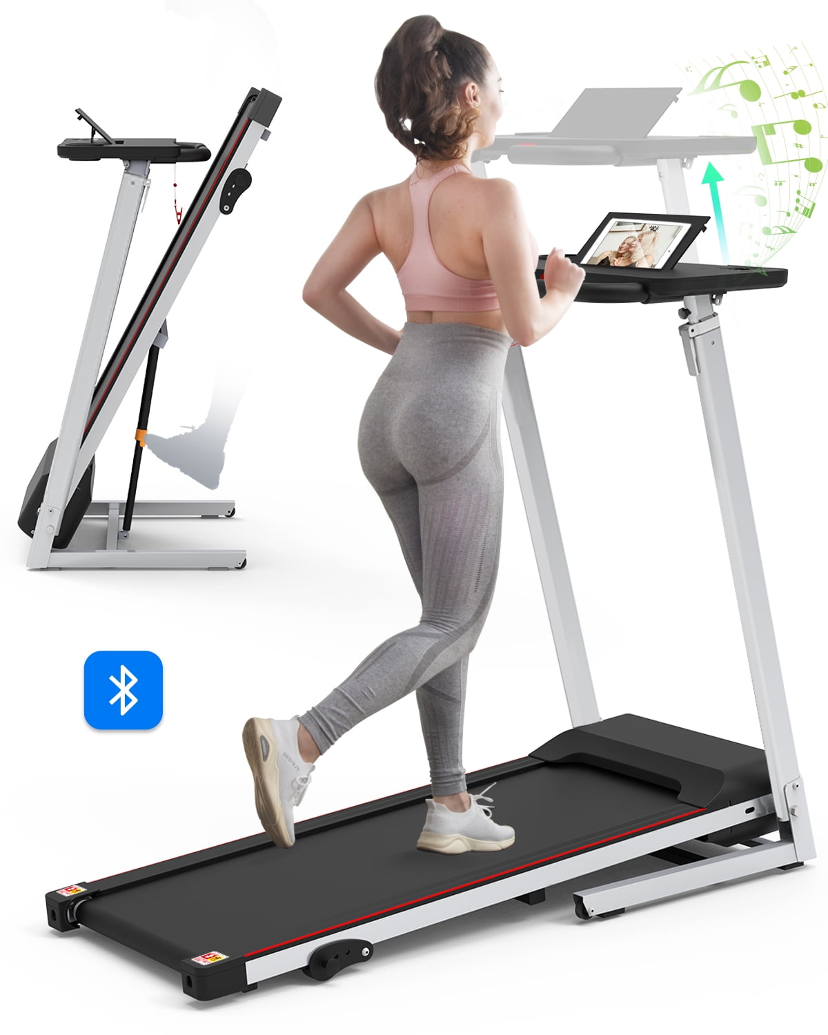 Folding Treadmill with Desk for Home - 265lbs Foldable Treadmill ...