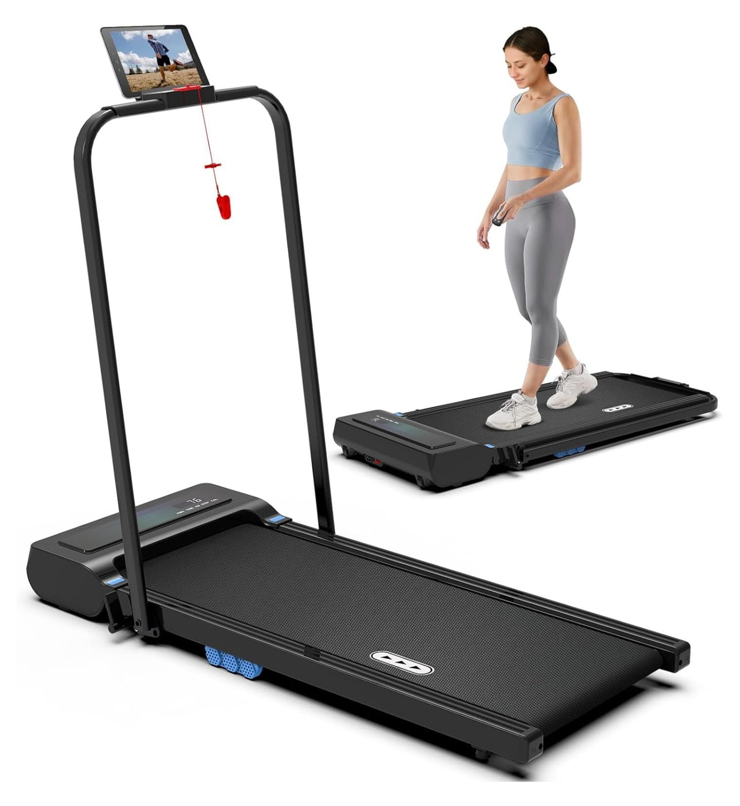 Folding Treadmill for Home with Handle - 1 Step Foldable Walking Pad ...