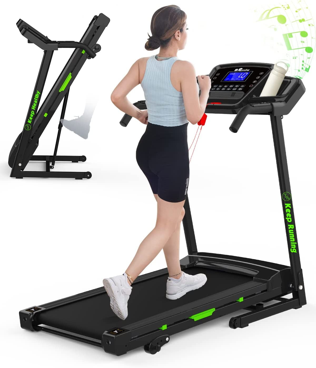 SEGAMRT 3.5HP Folding Treadmill with Incline, 330 LBS, Bluetooth, Easy ...