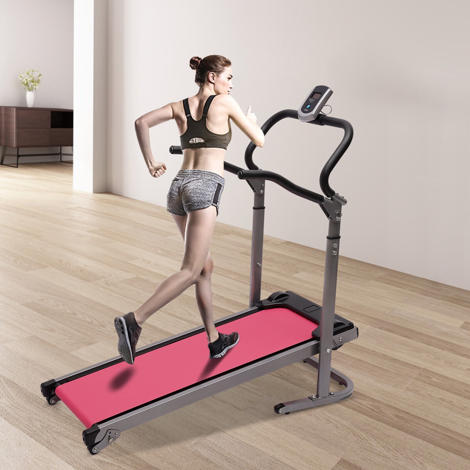 Folding Treadmill With Incline for Home Portable Running Exercise Pink ...
