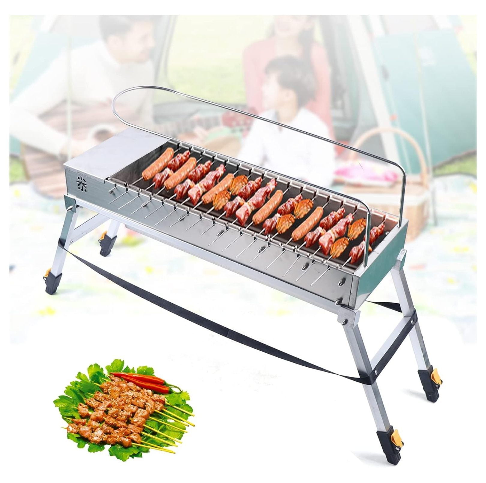 Folding USB Electric Charcoal Grill Automatic Rotating Barbecue Grill ...