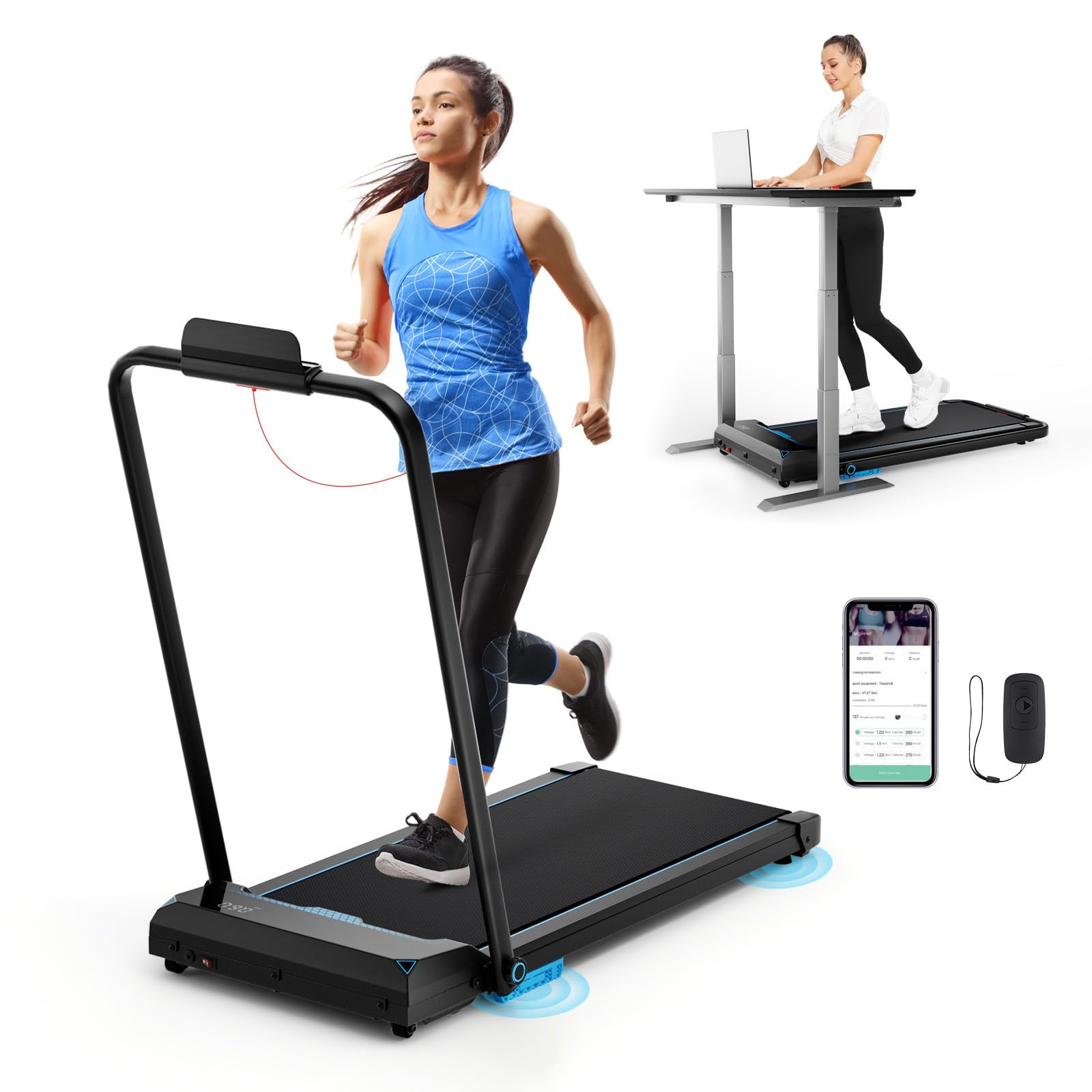 Folding Under Desk Treadmill Walking Pad 3 in 1, 340LBS Weight Limit ...