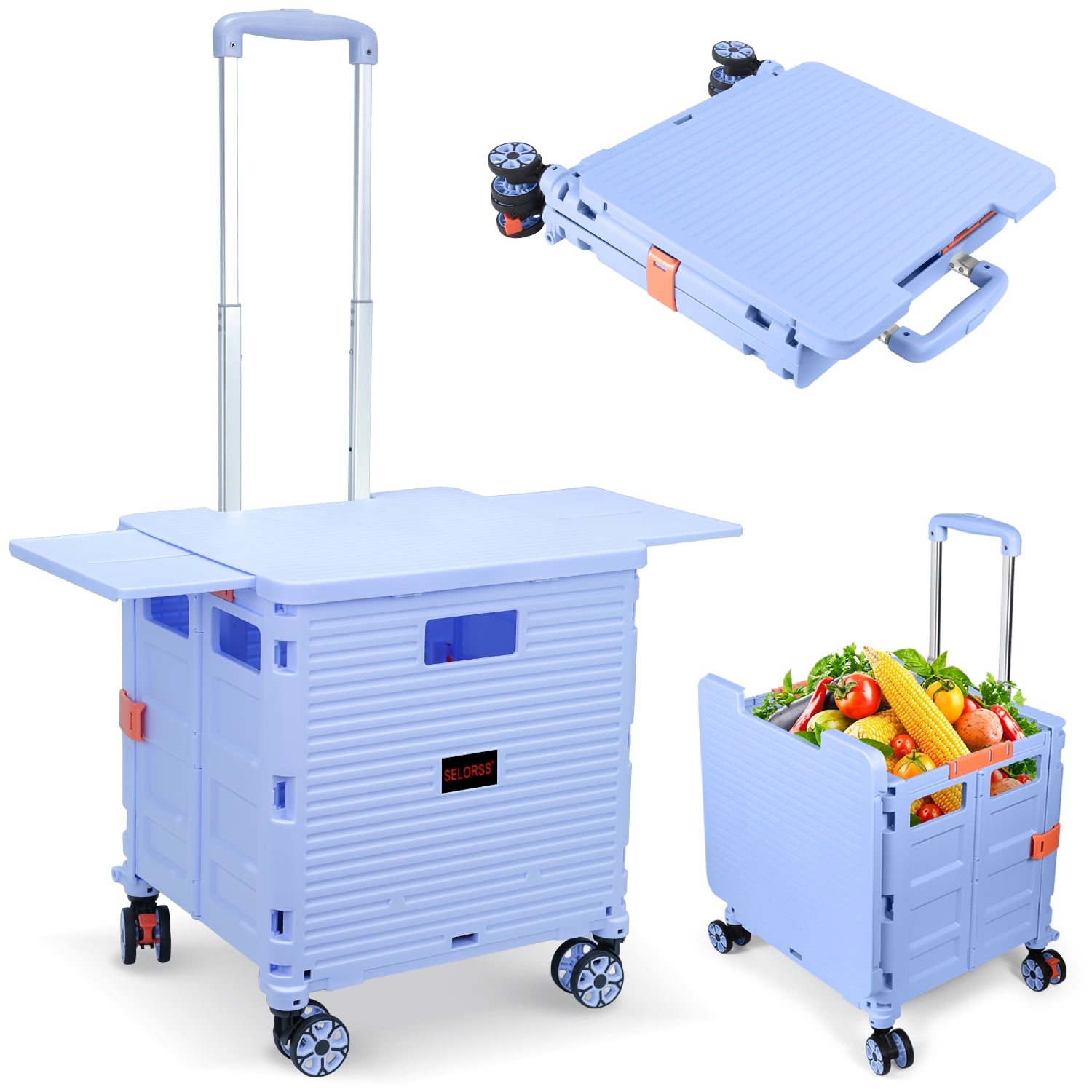 Folding Utility Cart Portable Rolling Crate Handcart with Magnetic ...