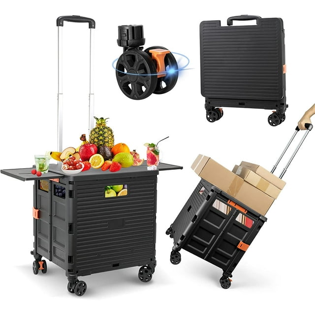 Folding Utility Cart Portable Rolling Crate Handcart with Magnetic ...