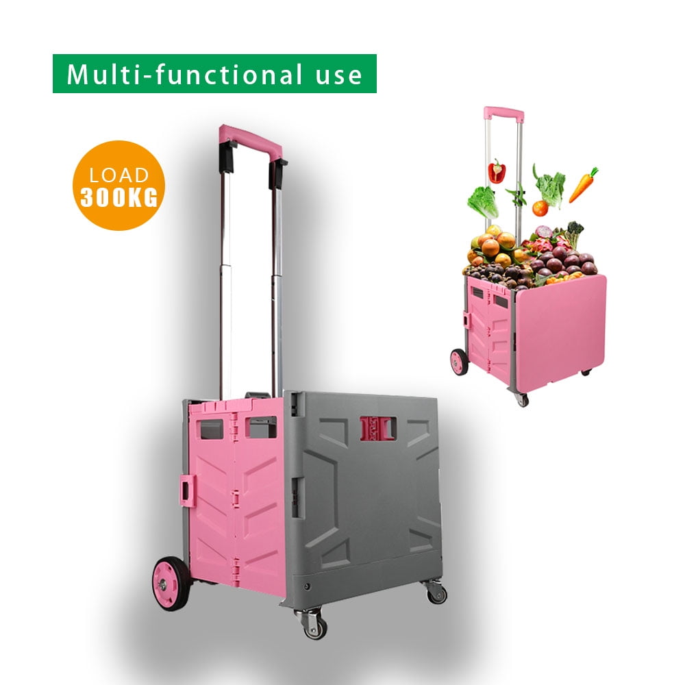 Folding Utility Cart Portable Rolling Crate Handcart Shopping Trolley ...
