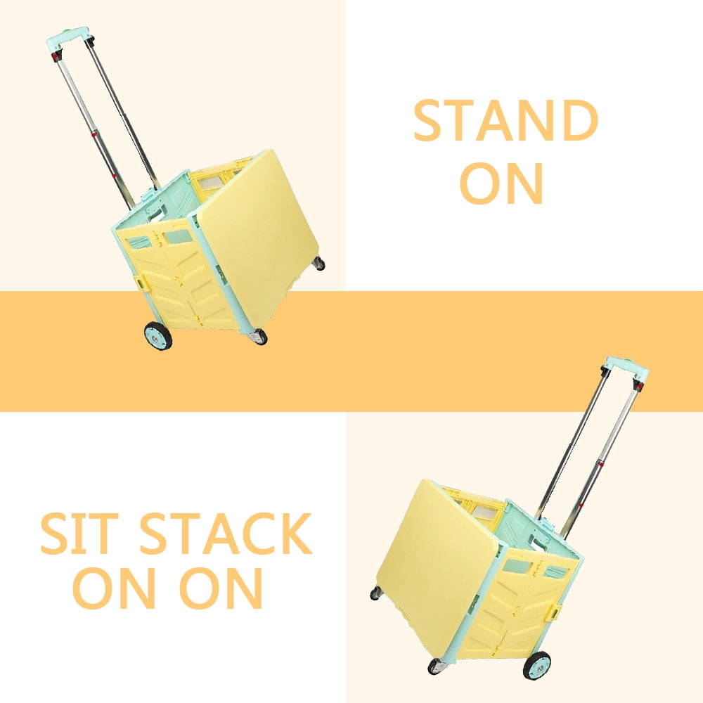 Folding Utility Cart Portable Rolling Crate Handcart Shopping Trolley ...