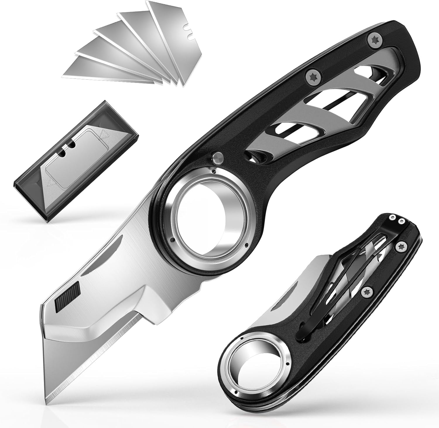 Folding Utility Knife Pocket Knife, Heavy-Duty Box Cutter with Anti ...