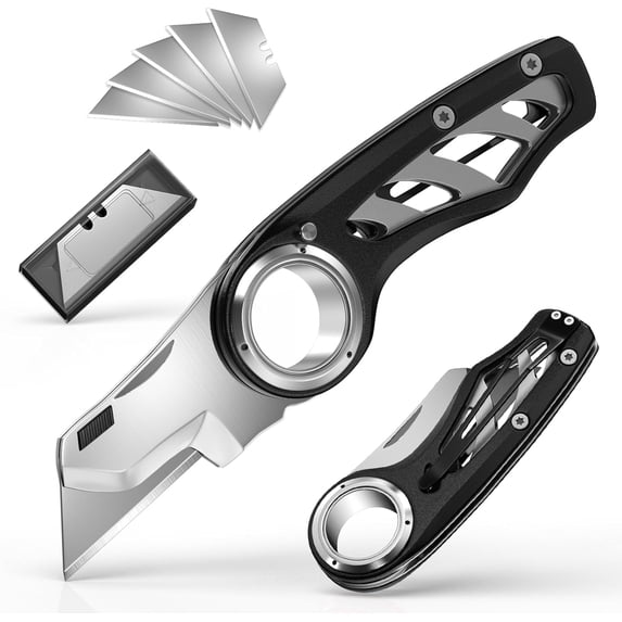 Folding Utility Knife Pocket Knife, Heavy-Duty Box Cutter with Anti ...