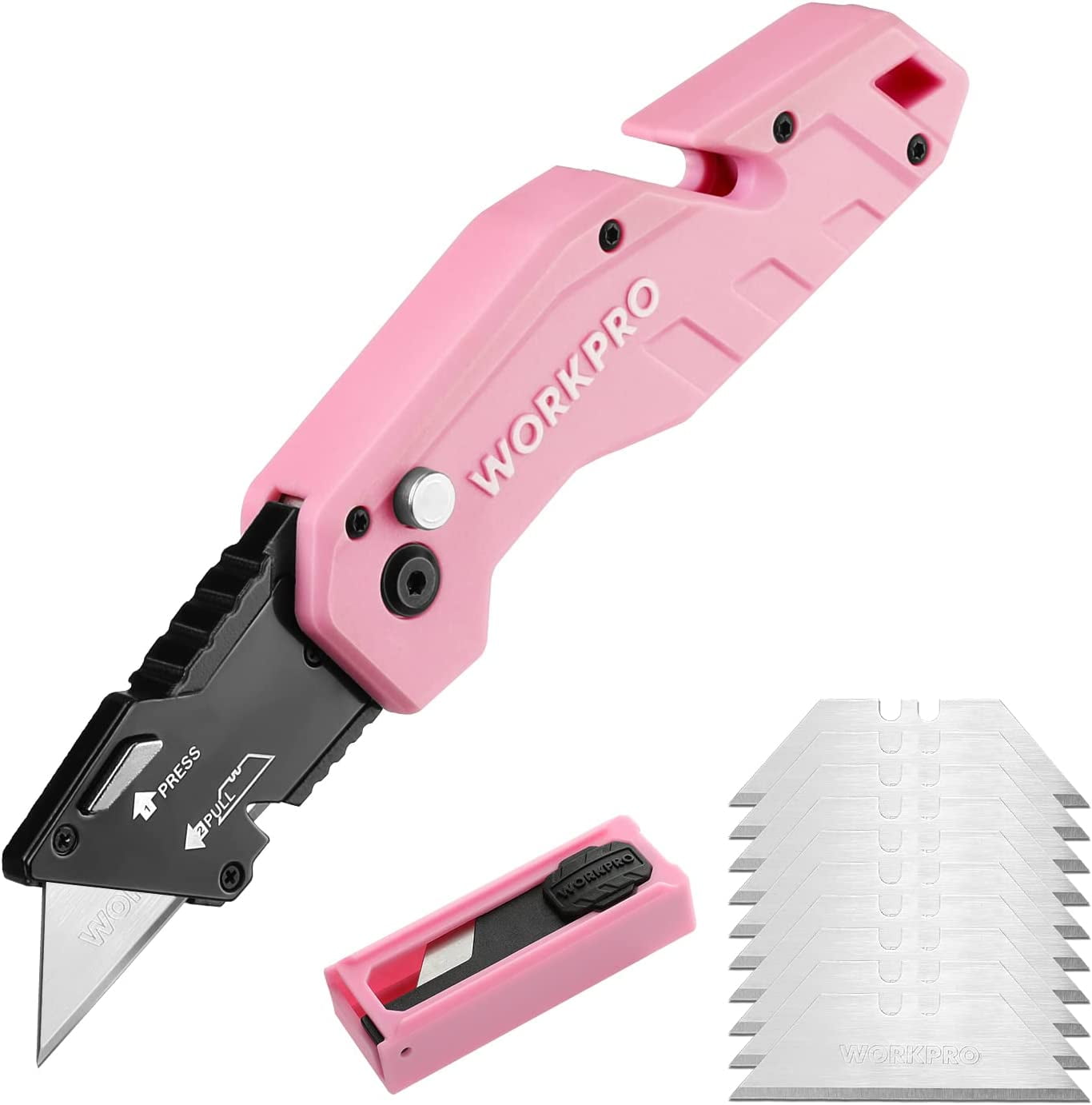 Folding Utility Knife, Quick Change Box Cutter, Pink Razor Knife for ...