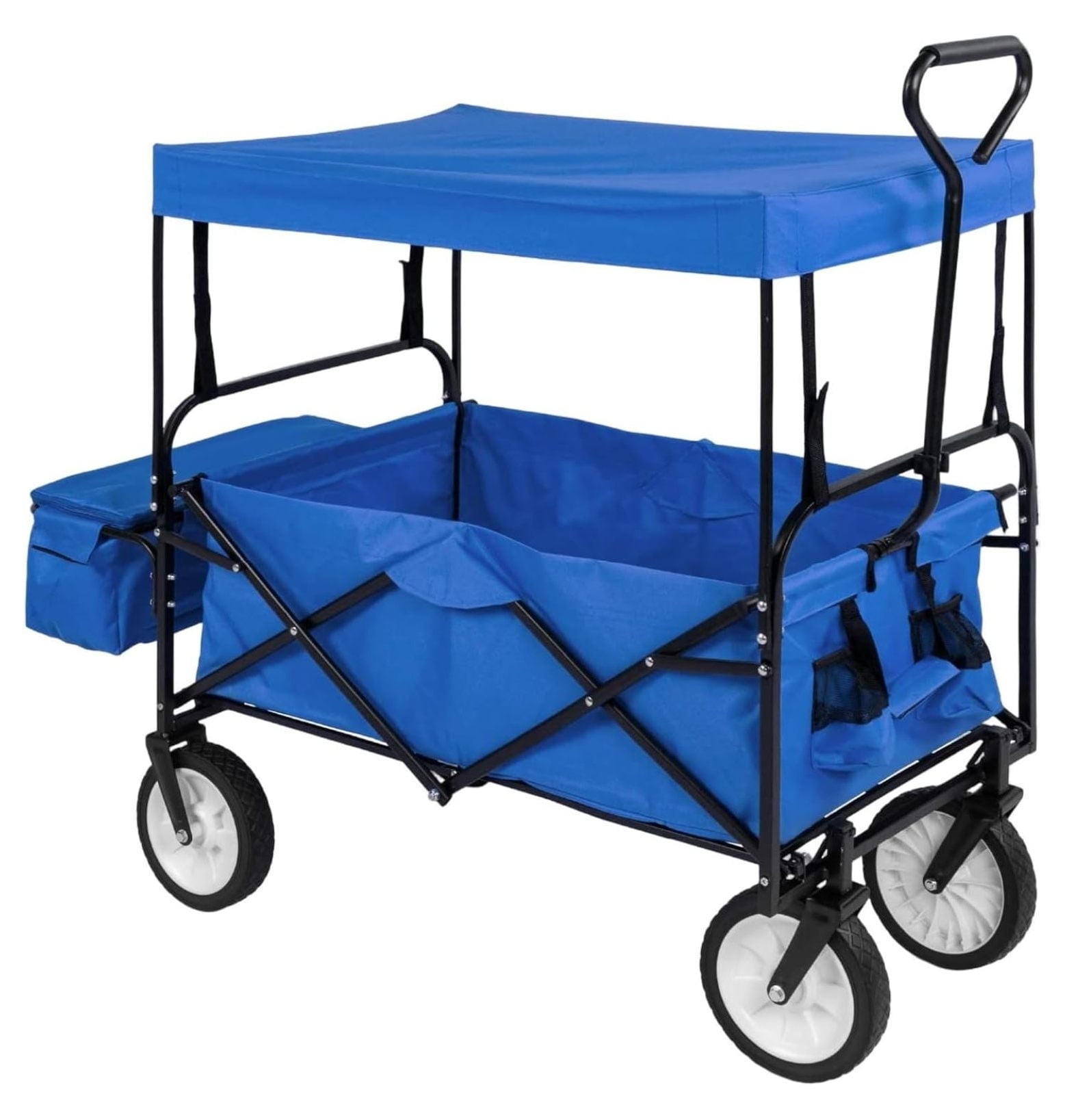 Folding Utility Wagon, Collapsible Garden Cart with Canopy, 150 lbs ...