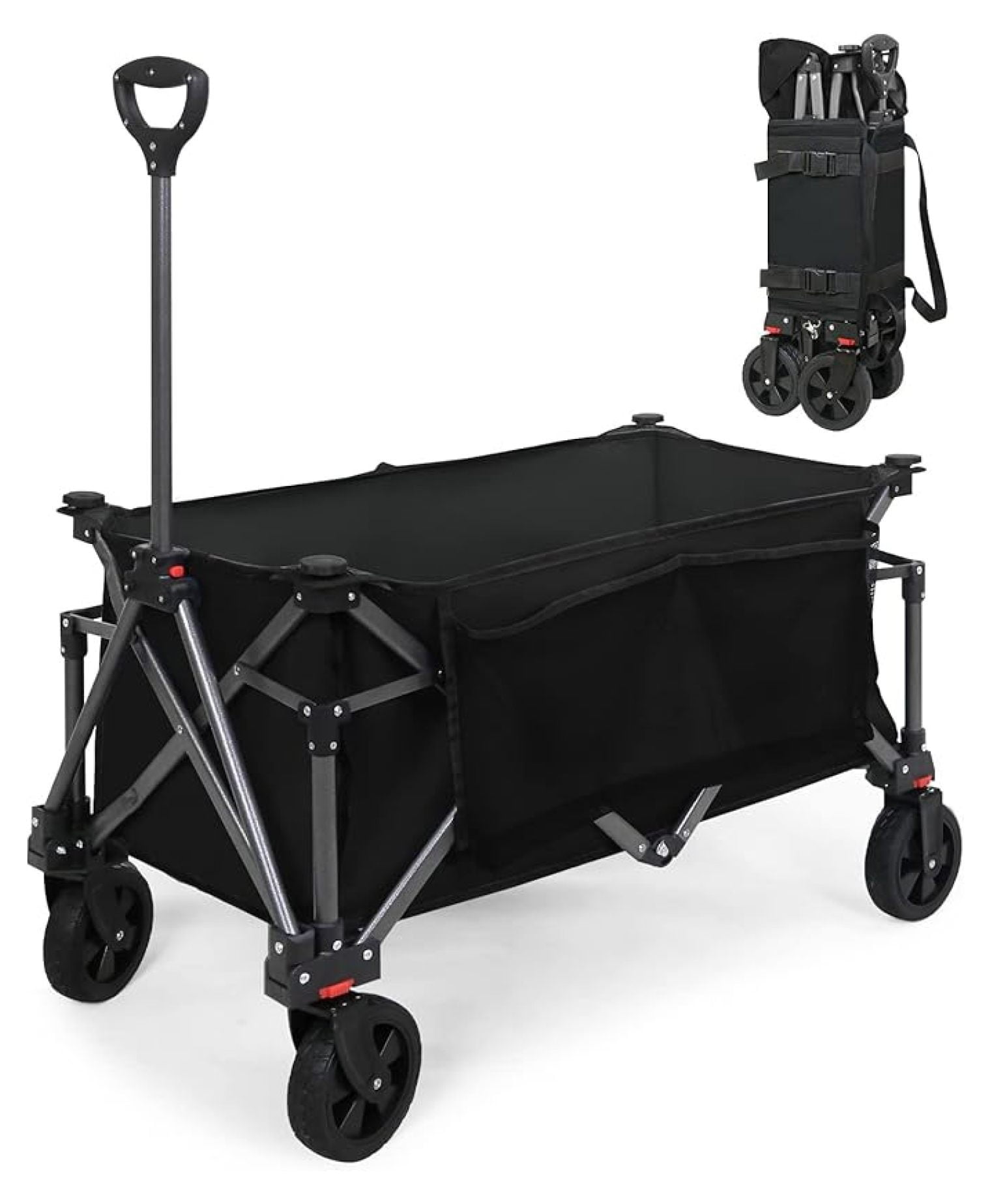 Folding Utility Wagon, Heavy Duty Collapsible Garden Cart with Cup ...
