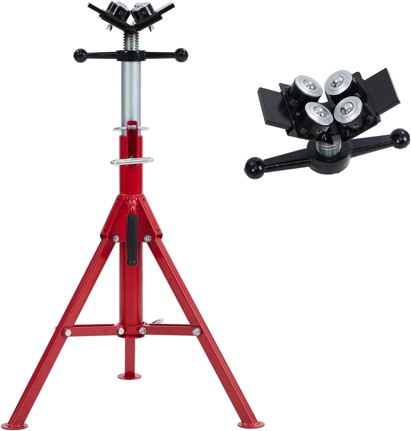 Folding V Head Pipe Stand-4-Ball Transfer, Adjustable Height 28-52 ...