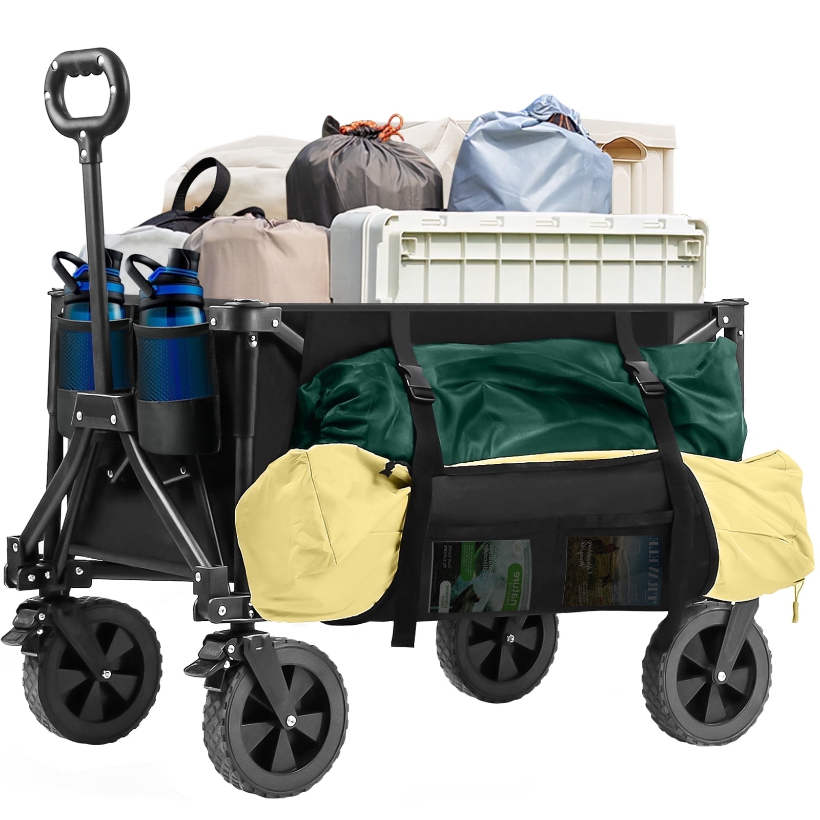 UNISWAN Folding Wagon Cart Collapsible Wagon Utility Cart with Side ...