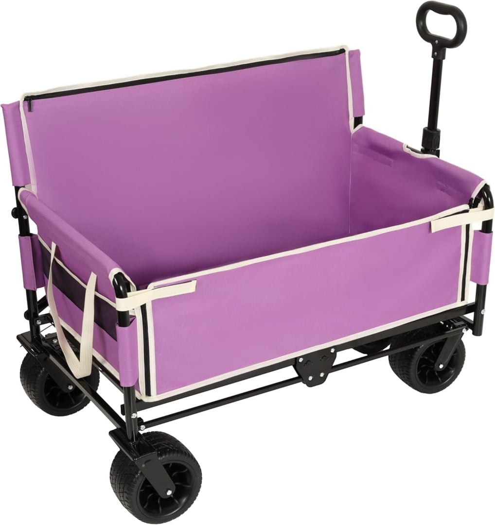 Folding Wagon Cart with Convertible Bench Seating and 180-Liter Storage ...