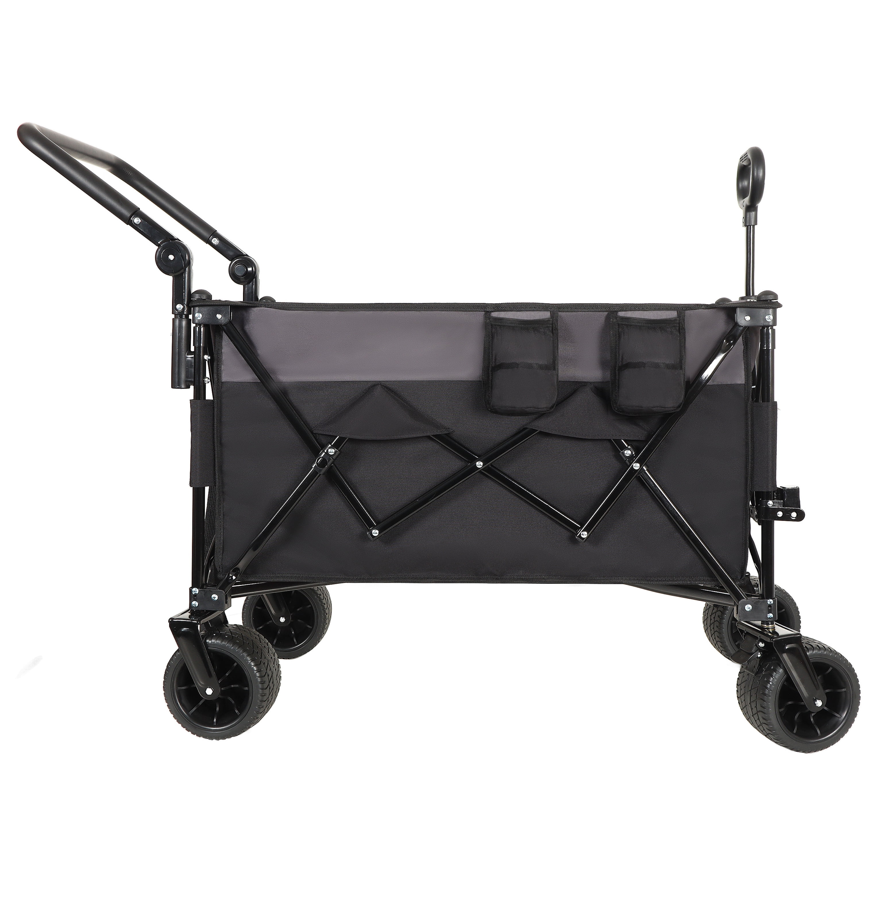Folding Wagon Cart - Heavy Duty Push Pull Wagon with 360° Wheels ...