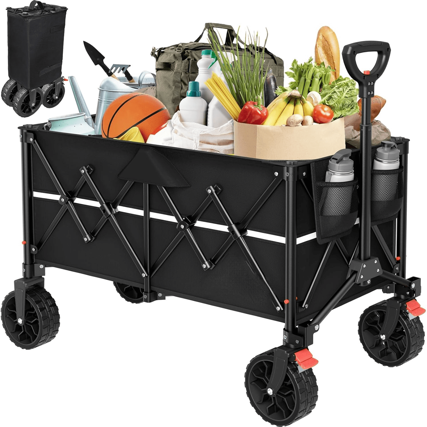 Folding Wagon Cart with Wheels Foldable - Collapsible Wagons Carts ...