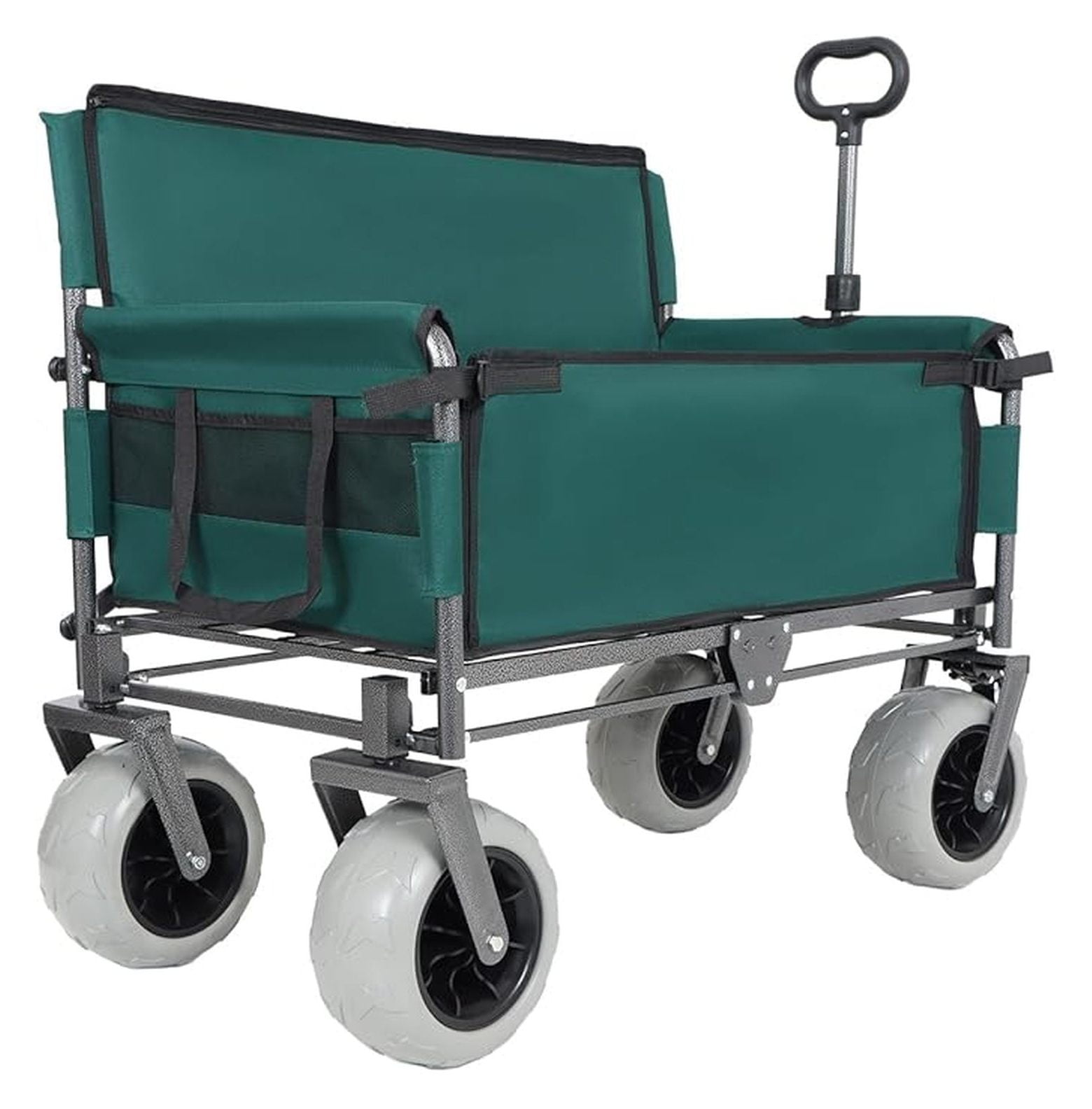Folding Wagon with Seat - 500lbs Collapsible Utility Cart - Beach Wagon ...