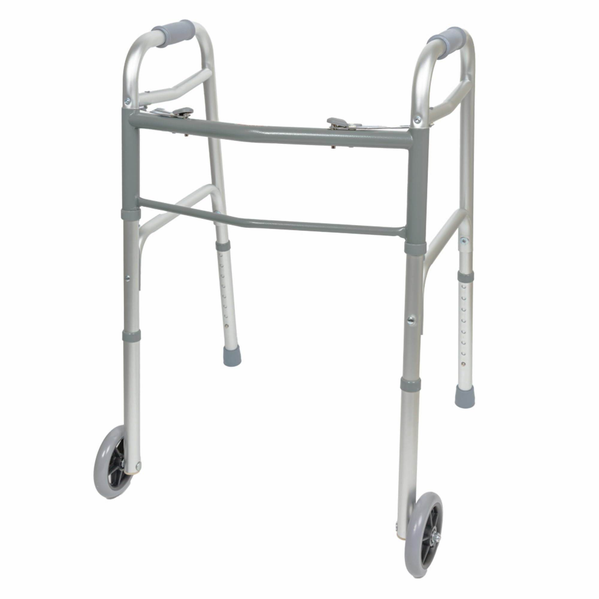 Folding Walker for Adults Seniors, Two Button Mechanism with Wheels ...