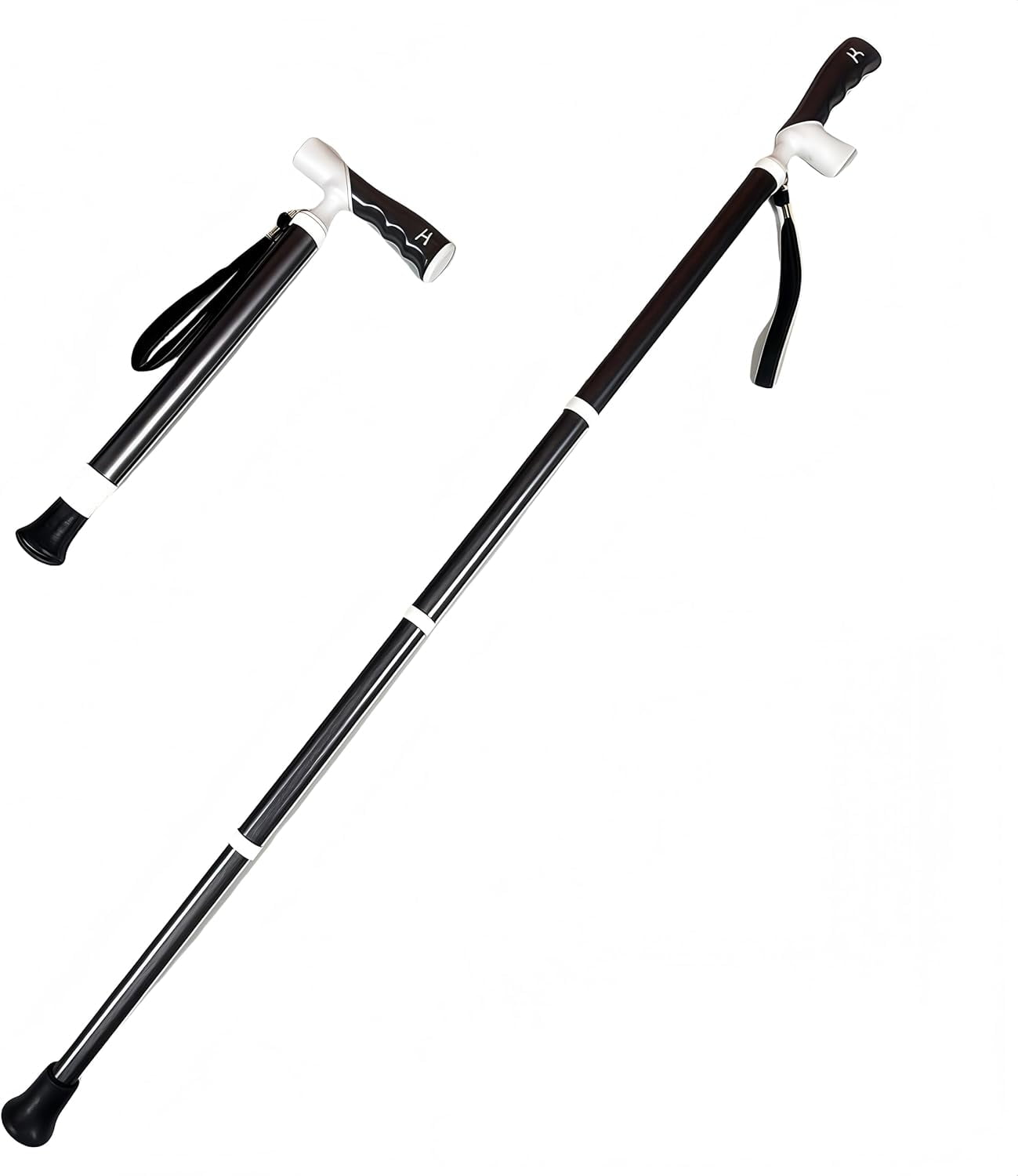 Folding Walking Cane for Men & Women, Adjustable Height & Handle ...
