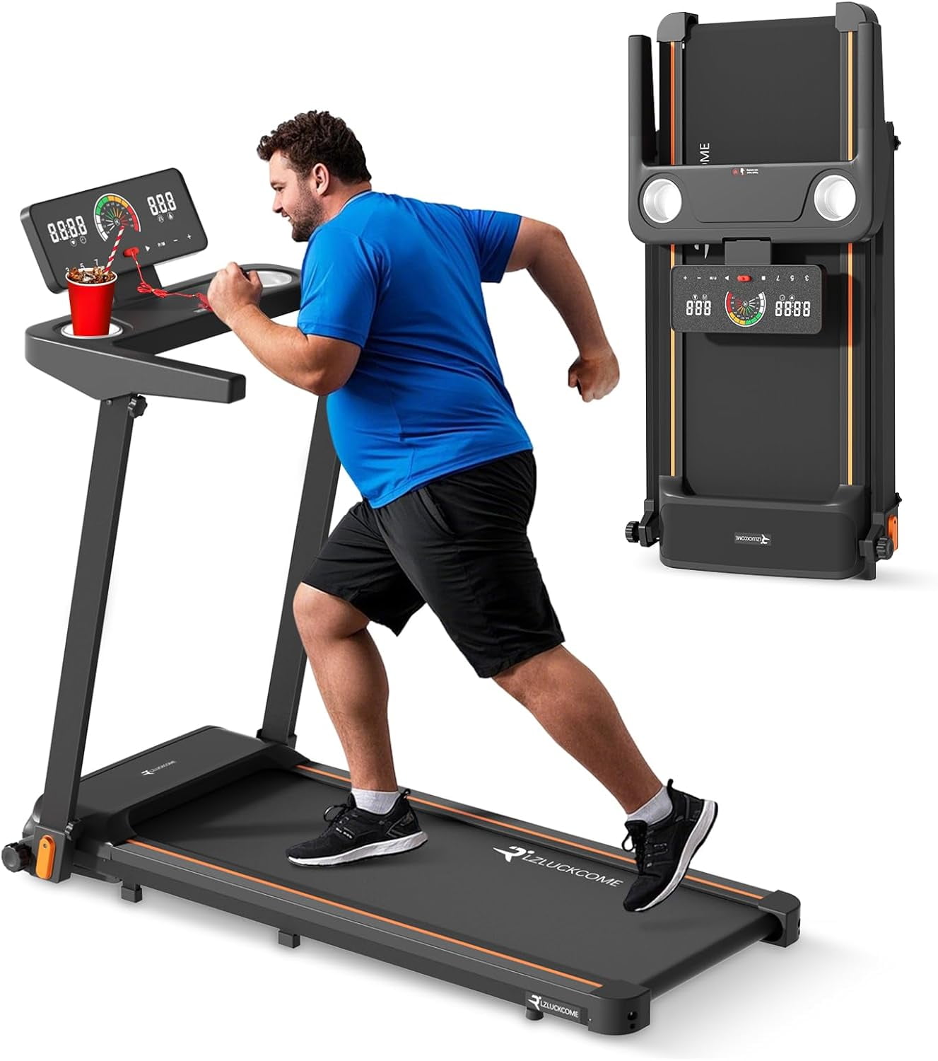 Folding Walking Pad Treadmills with Long Handle Bar Armrest 7.5MPH ...