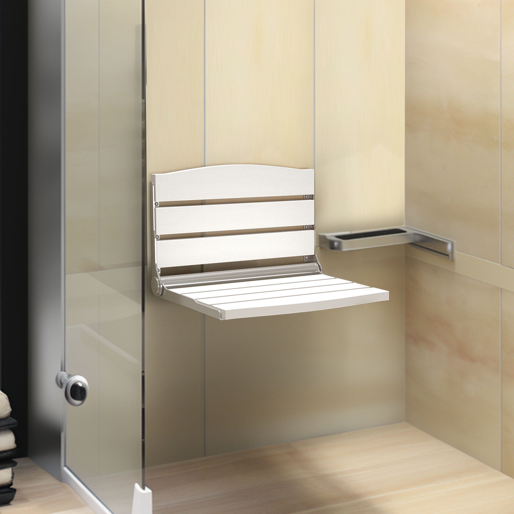 Folding Wall Mount Shower Bench Seat, Folding Shower Chair, Waterproof ...