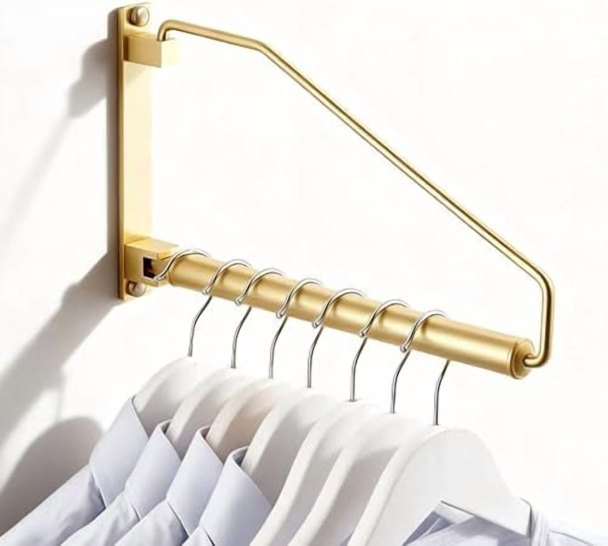 Folding Wall Mounted Clothes Hanger Rack Clothes Hook Solid Brass with ...