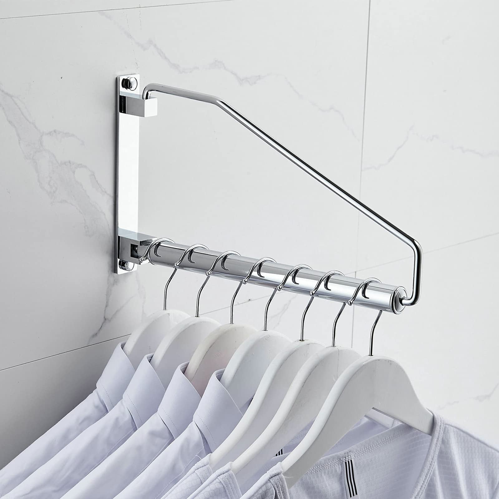 Folding Wall Mounted Clothes Hanger Rack Clothes Hook Solid Brass with ...