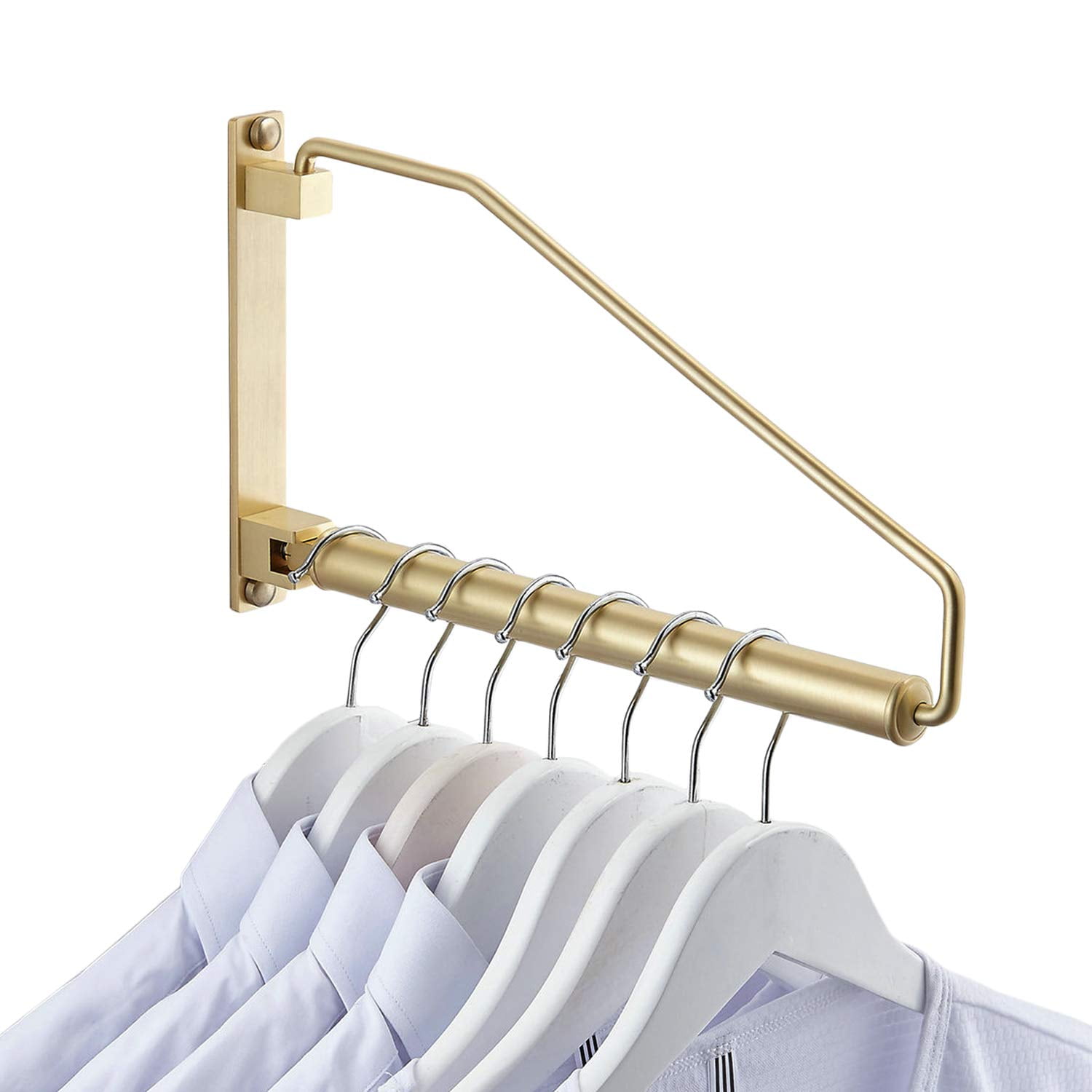 Folding Wall Mounted Clothes Hanger Rack Clothes Hook Solid Brass with ...
