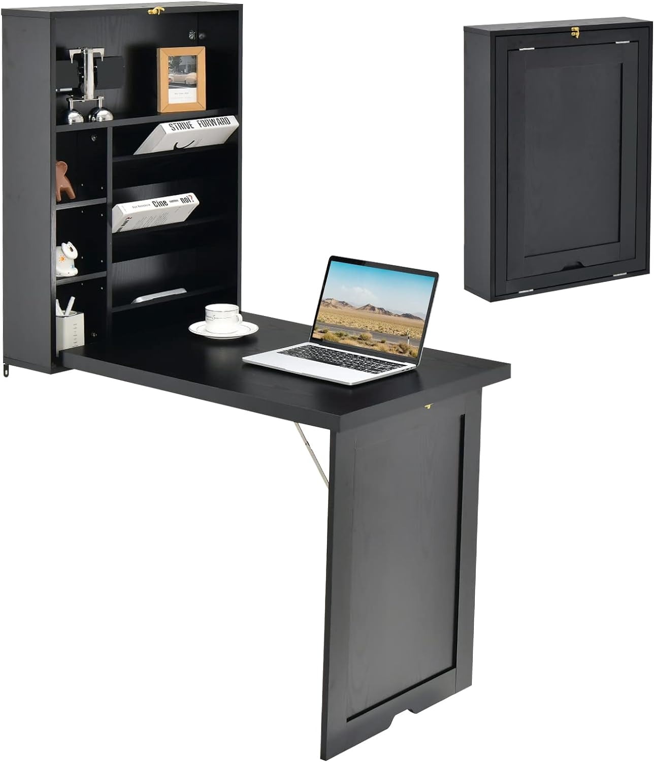 Folding Wall-Mounted Desk, Convertible Computer Desk, Floating Desk ...