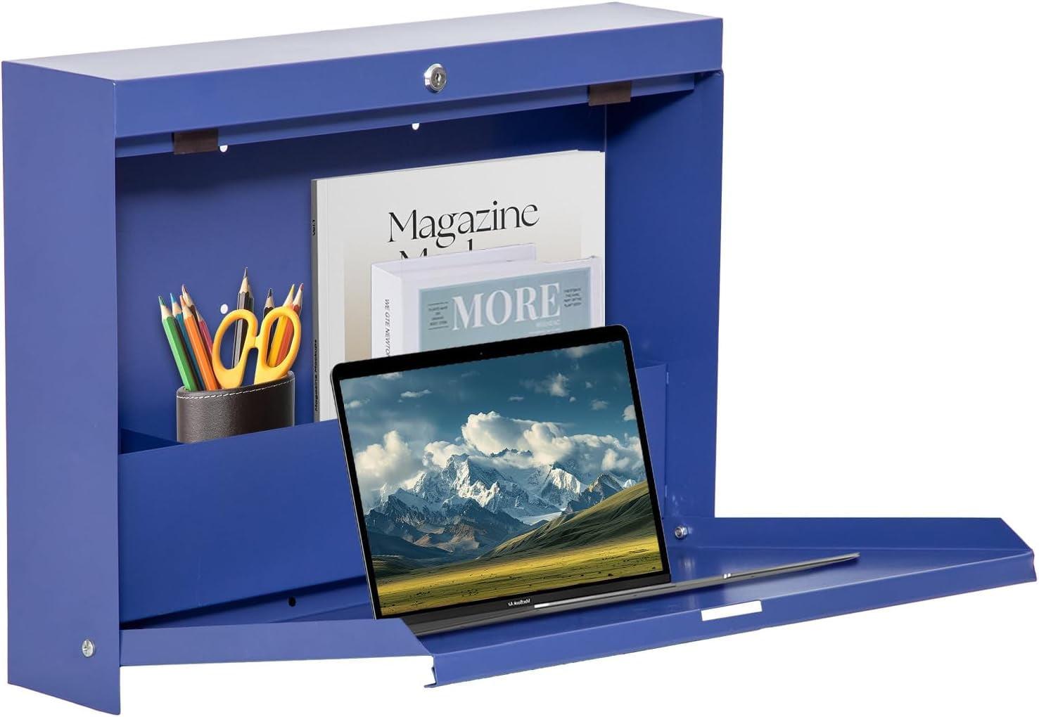 Folding Wall Mounted Desk, Space-Saving Lockable Workstation Storage ...