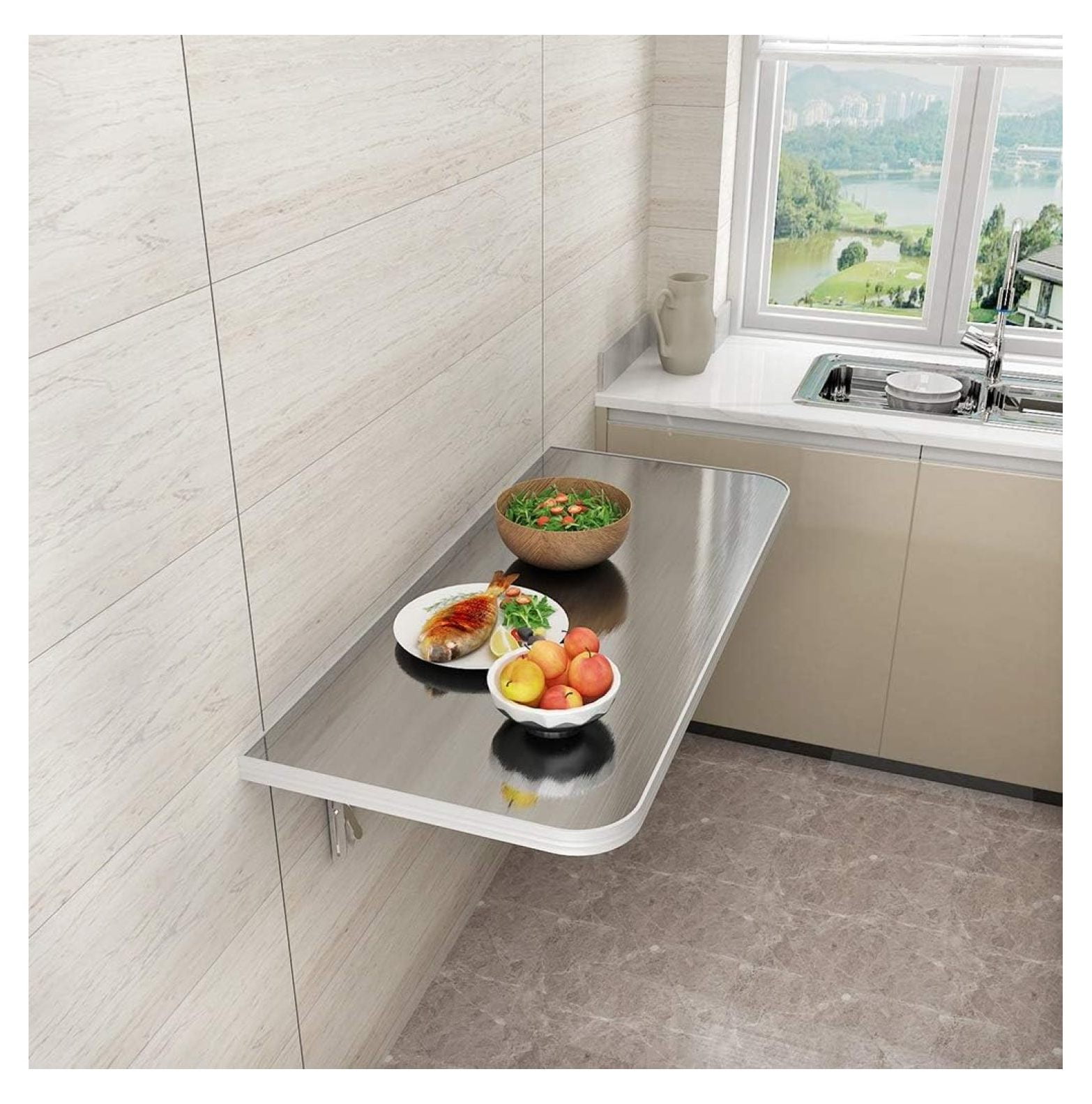 Folding Wall Mounted Drop-Leaf Table Wall Desk Fold Down Dining Table ...