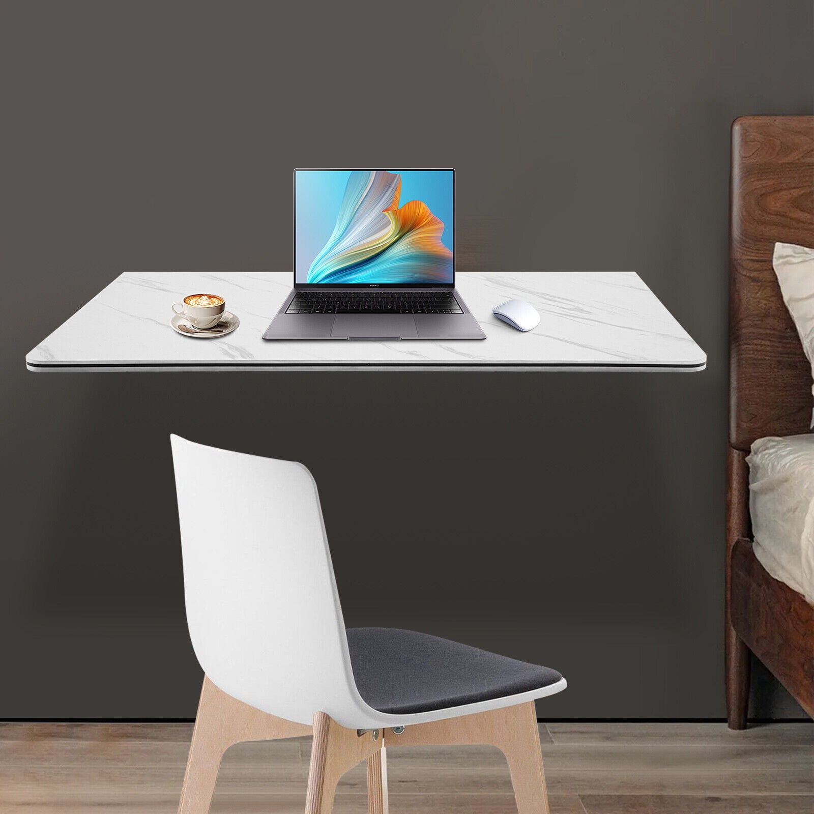 Folding Wall Mounted Laptop Desk with Brackets Space Saving Foldable ...