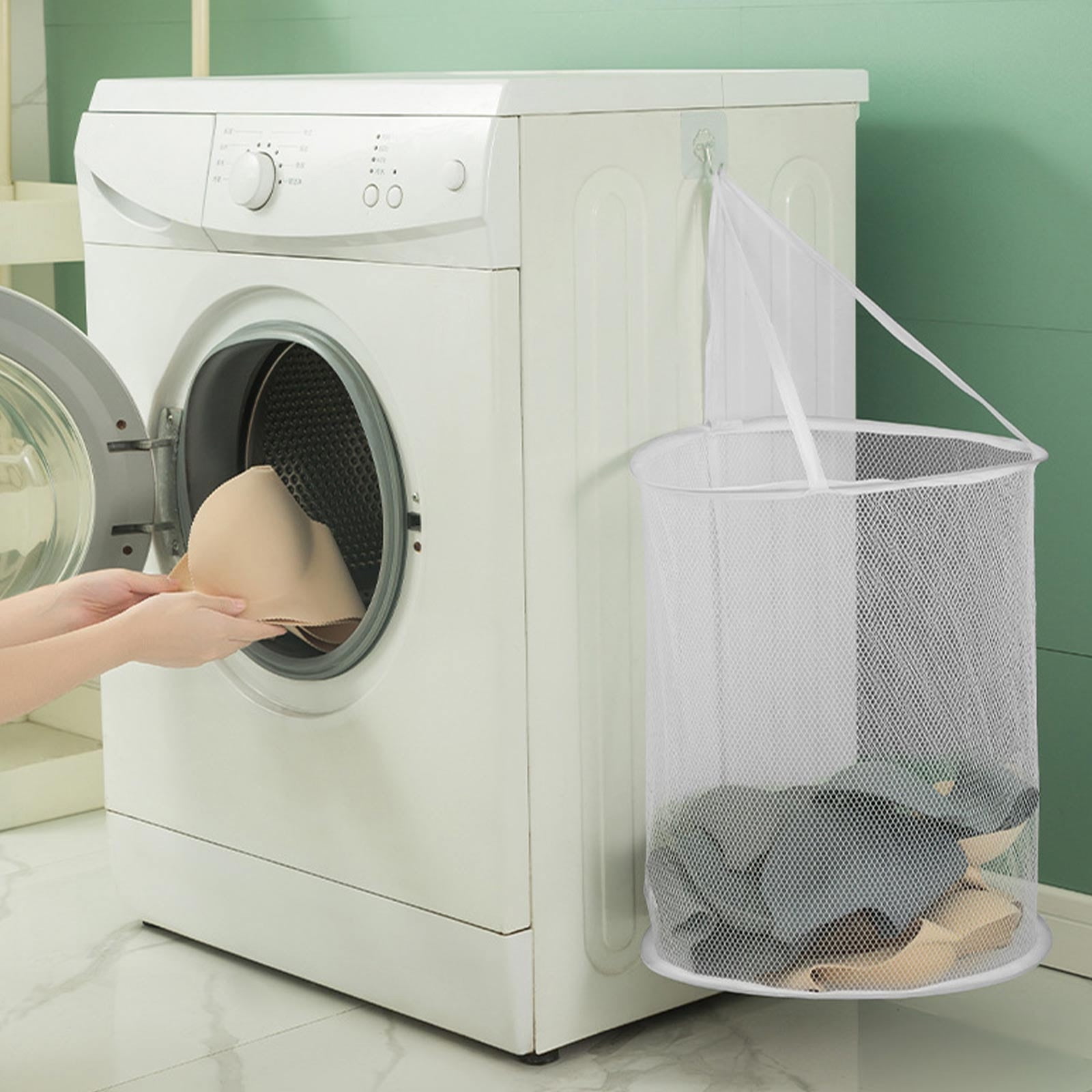 Folding Wall-Mounted Laundry Basket | Portable Mesh Hamper Organizer ...