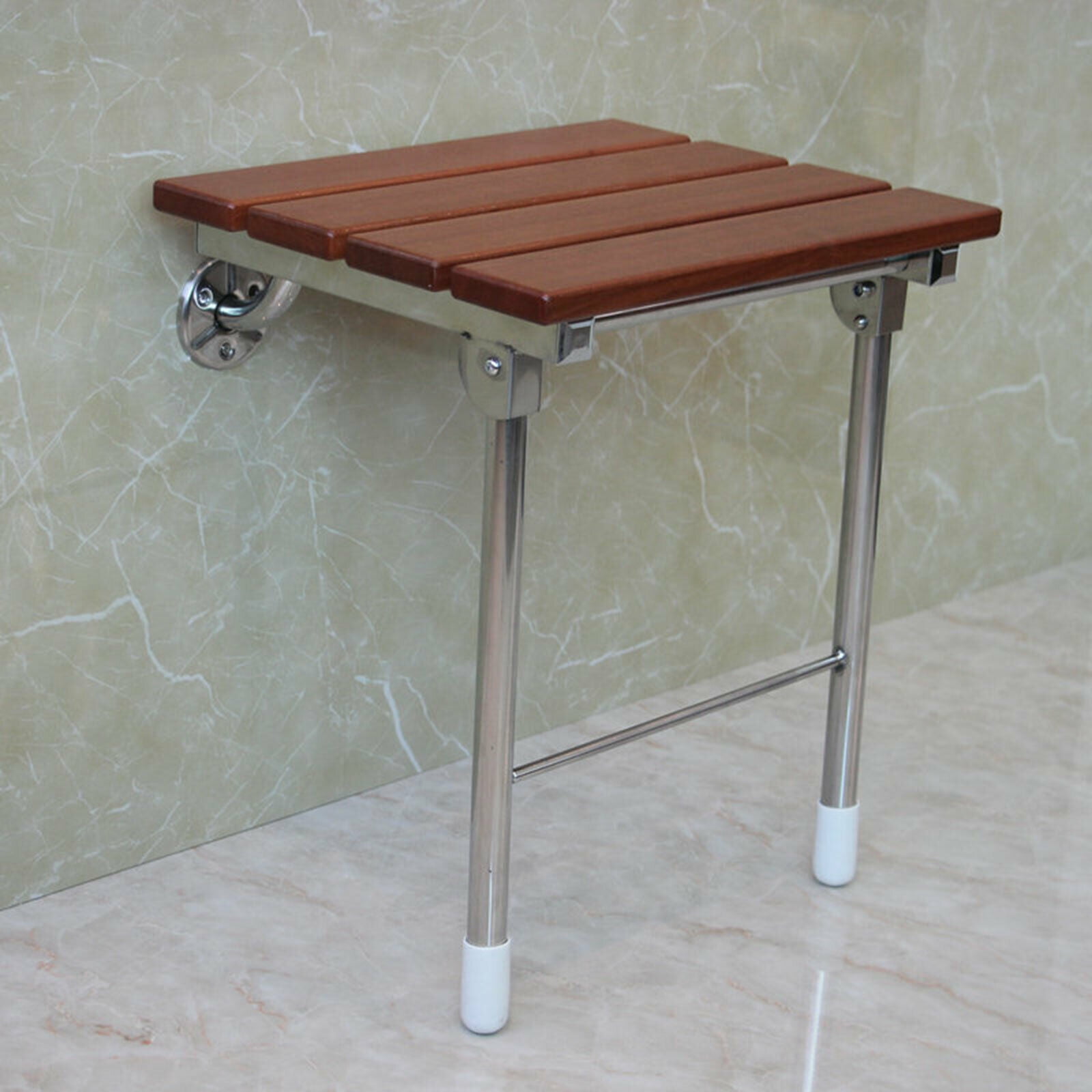 Folding Wall-Mounted Shower Seat, Space-Saving Solid Wood Bathroom ...