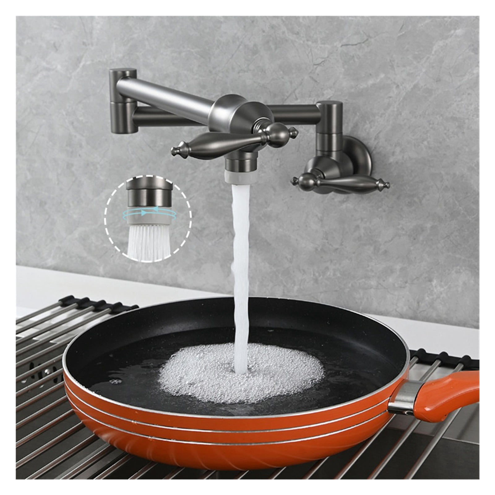 Folding Wall Mounted Single Cold Kitchen Sink Faucet with Double Switch ...