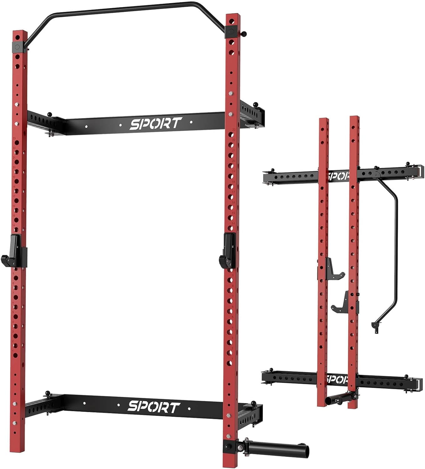 Folding Wall Mounted Squat Rack, 2.36" x 2.36" Power Racks for Home Gym ...