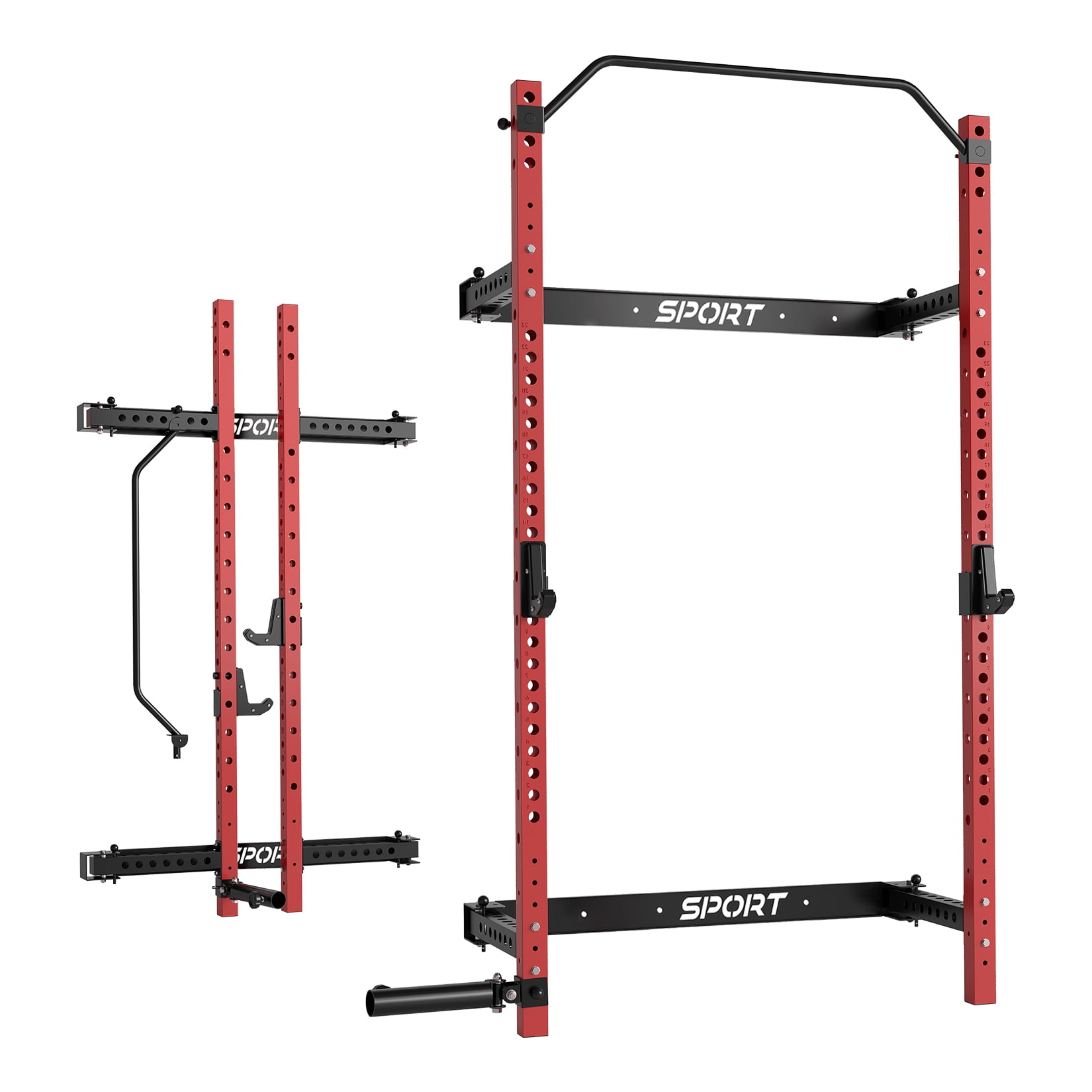 Folding Wall Mounted Squat Rack, 2.36" x 2.36" Power Racks for Home Gym ...