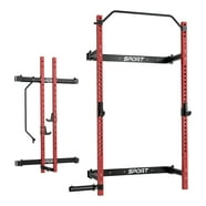 Mikolo Folding Squat Rack, Wall Mounted Power Rack with Pulley System ...